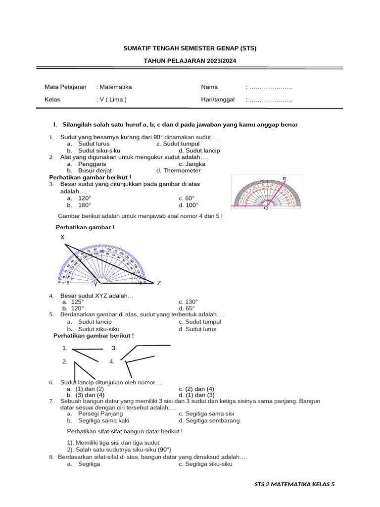 SOAL MTK STS 5 | PDF