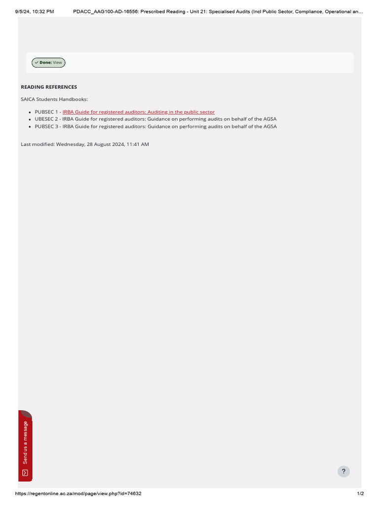 IRBA Guide For Registered Auditors: Auditing in The Public Sector | PDF