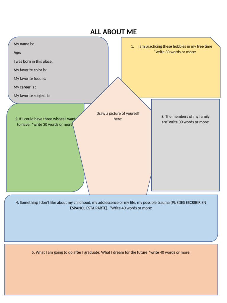 ALL ABOUT ME Biography Card | PDF