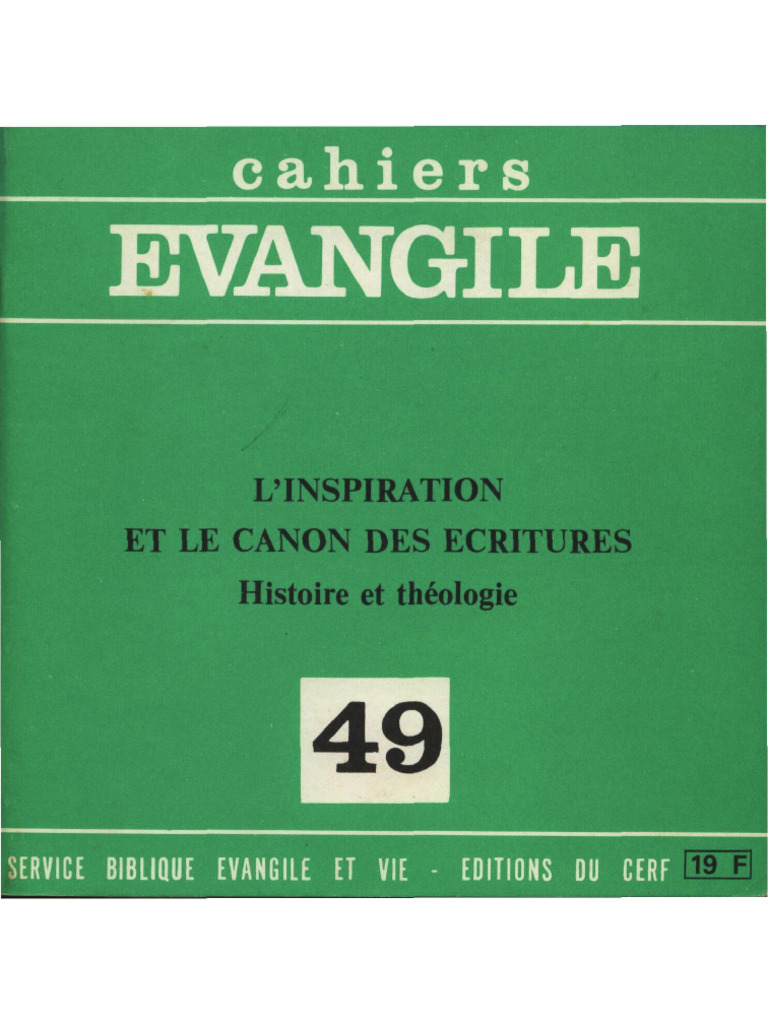 Inspiration Et Canon Des Ecritures | PDF