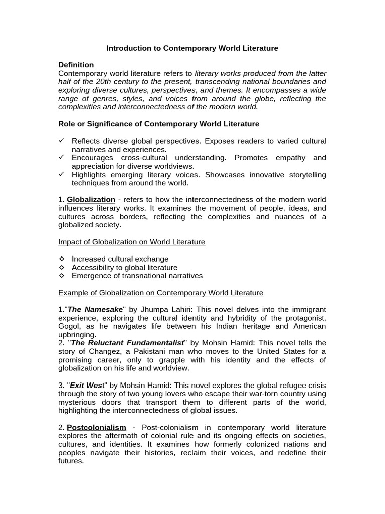Understanding Contemporary World Literature | PDF | Postcolonialism