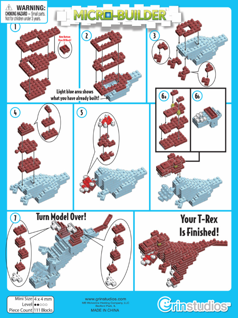 Micro Builders Instruction Sheet T Rex | PDF