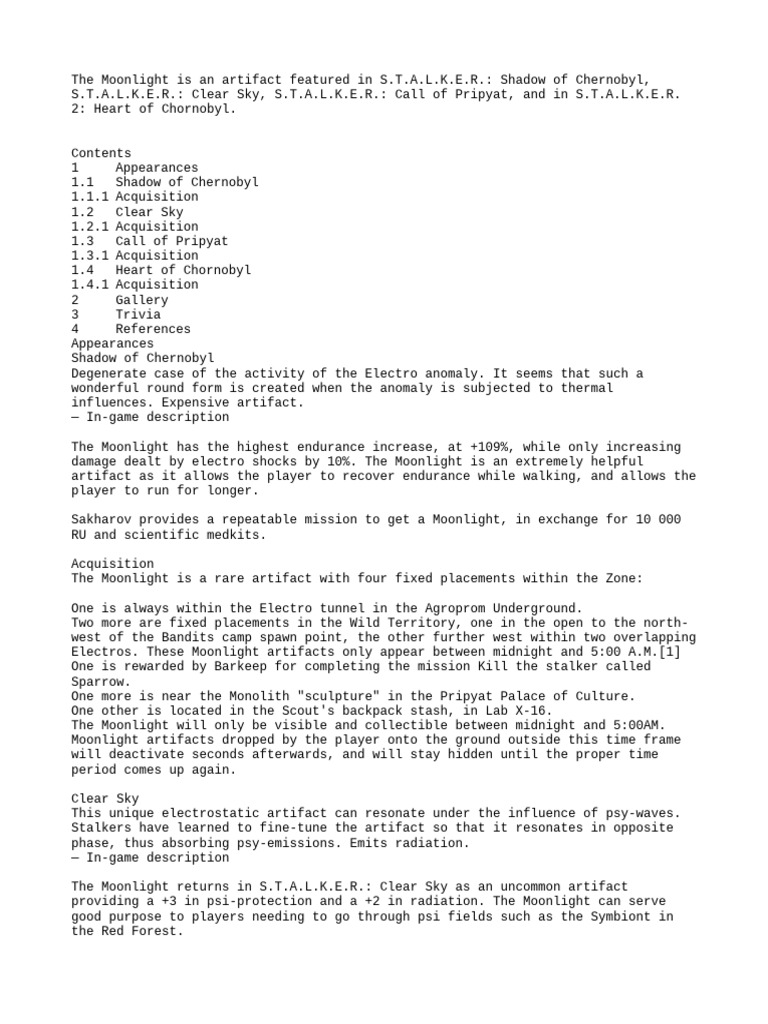 Stalker Notes - Moonlight | PDF