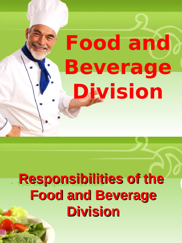 Food and Beverage Division | PDF | Menu | Chef