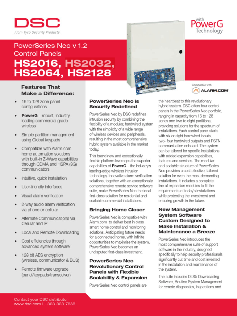 Neo HS2032 Control Panel Spec Eng 915 | PDF | Telephone | Cellular Network