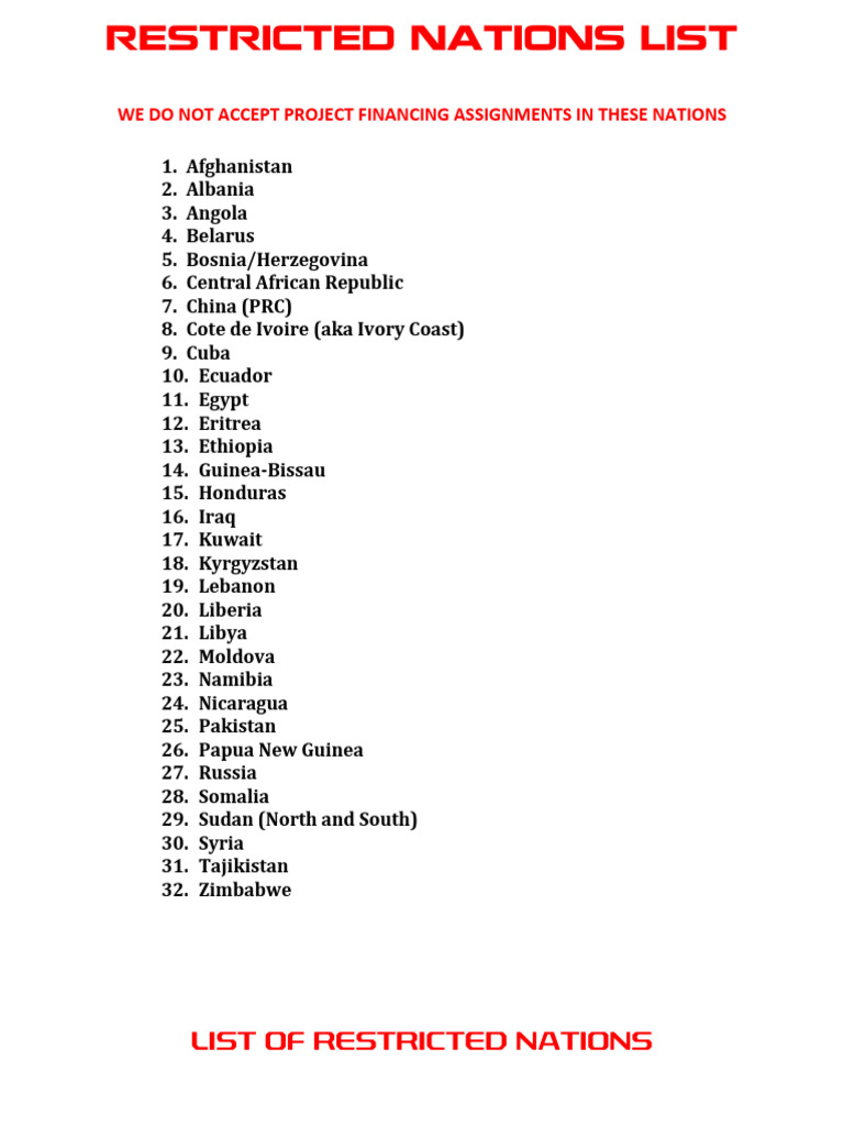 Restricted Nations for Project Financing | PDF