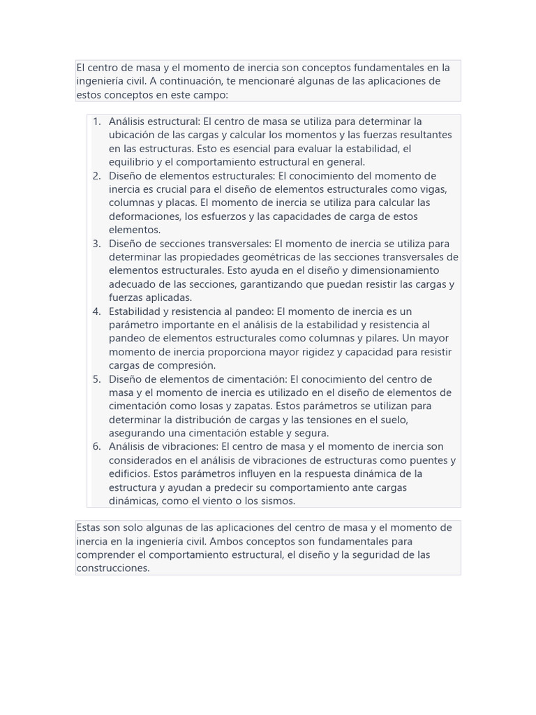 El Centro de Masa y El Momento de Inercia Son Conceptos Fundamentales ...