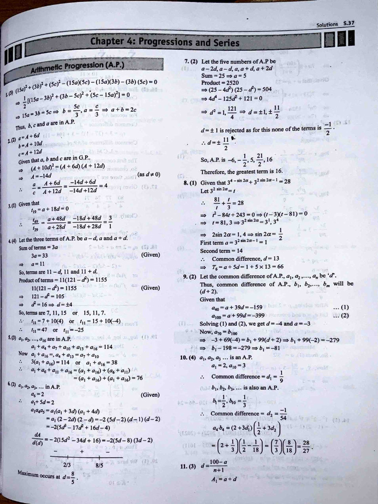Sequences and Series Solution (PYQ) | PDF