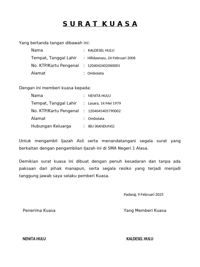 Surat Kuasa Kal | PDF