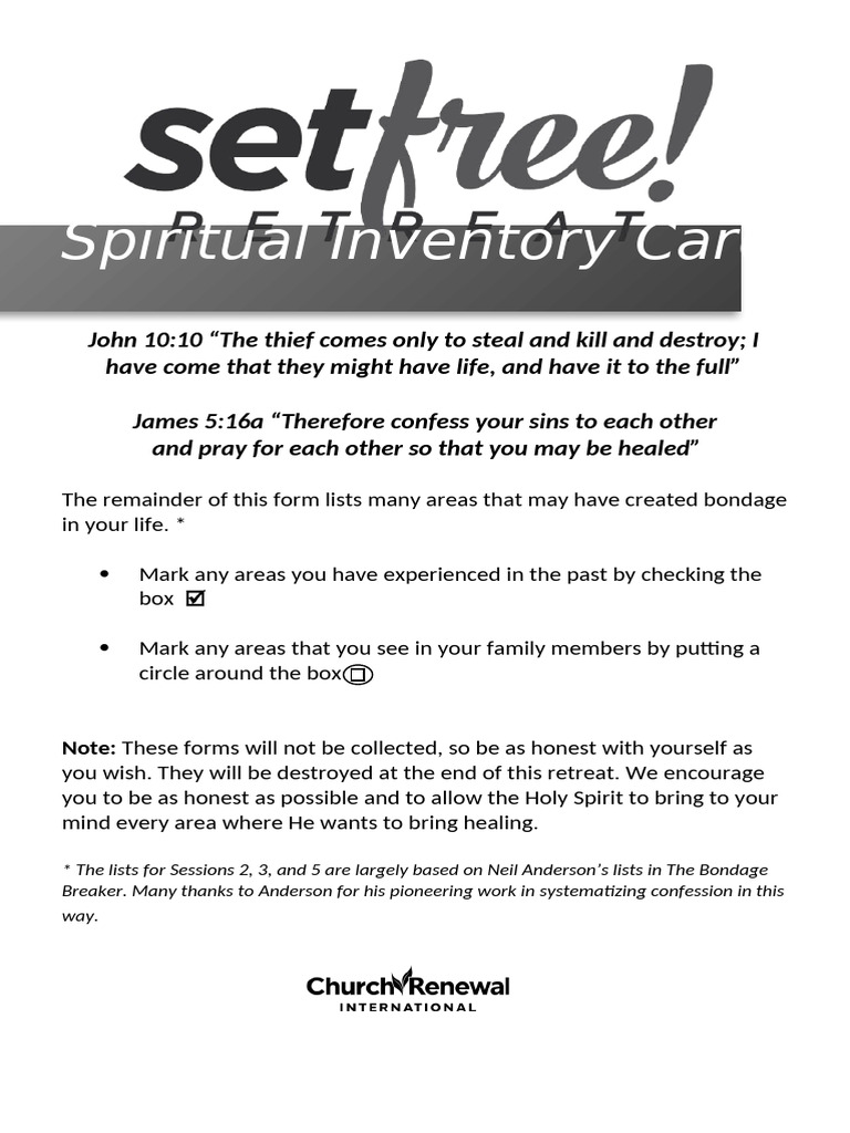 Spiritual Inventory Checklist | PDF | Seven Deadly Sins | Confession ...