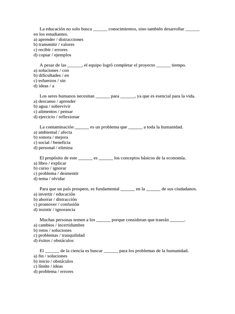 Ejercicios de Comprensión y Reflexión | PDF