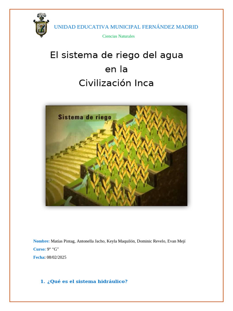 CCNN Proyecto Portada y Trabajo | PDF | Agua | Riego