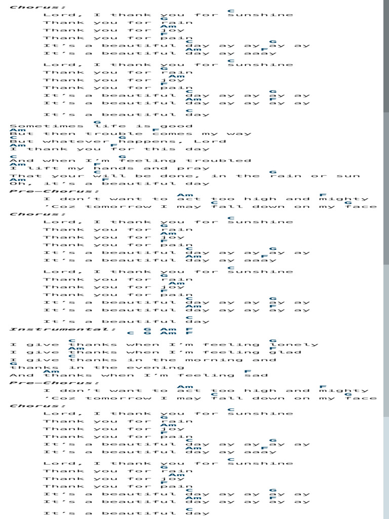 Beautiful Day - The Kiffness, Ukulele Chords | PDF | Musicology ...
