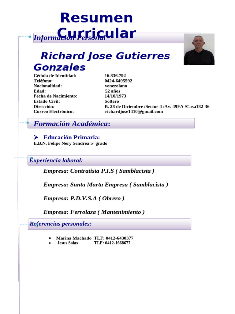 Currículum Vitae de Richard Gutierres | PDF
