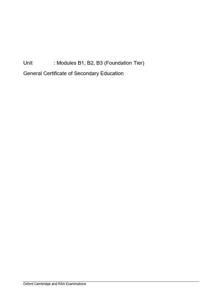 2016 B731 01 Modules B1, B2, B3 (F) - MS | PDF | Biology