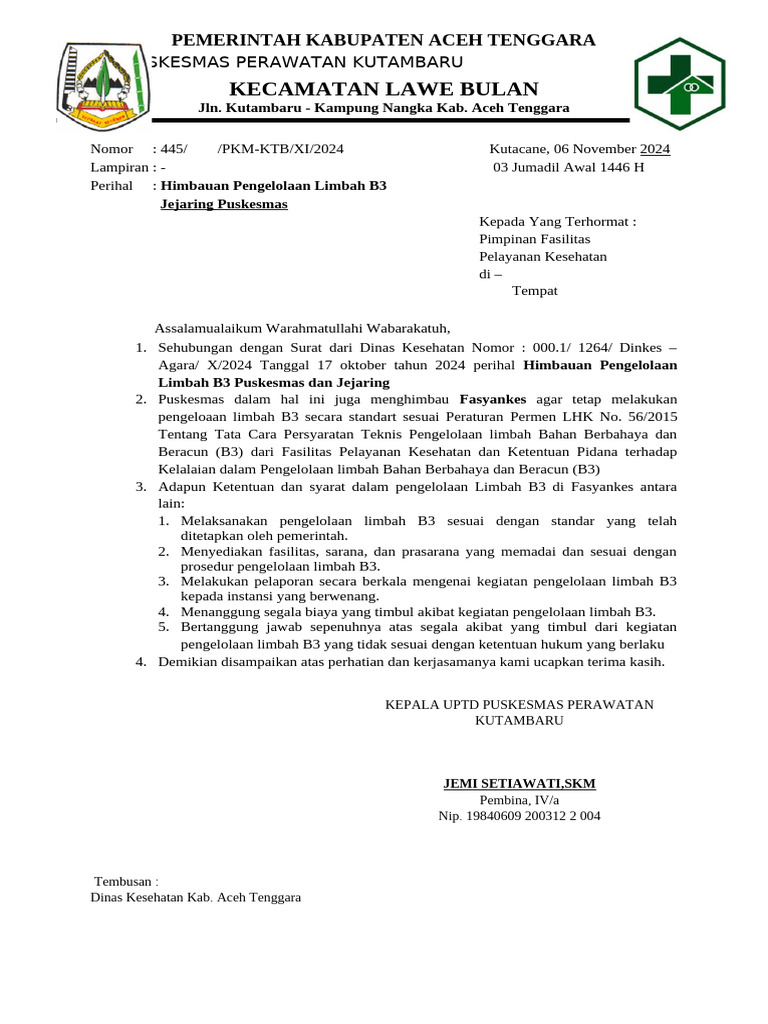 Contoh Surat Himbauan Jejaring | PDF