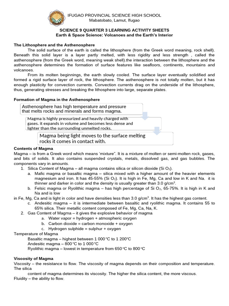 Volcanoes in Earth Science Grade 9 3rd Quarter | PDF | Types Of ...