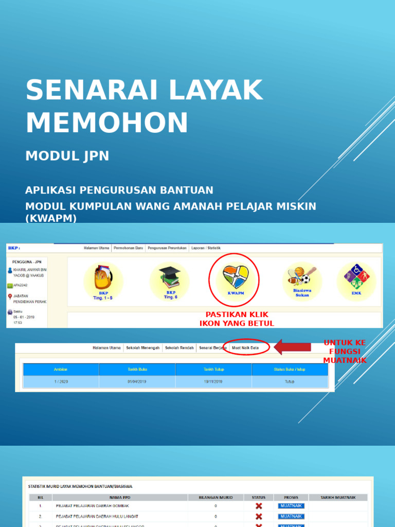 Manual Pengguna APB KWAPM - Proses Muatnaik Oleh JPN | PDF