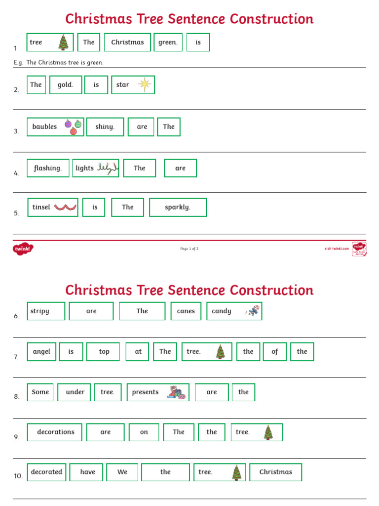 Christmas Tree Sentence Construction | PDF