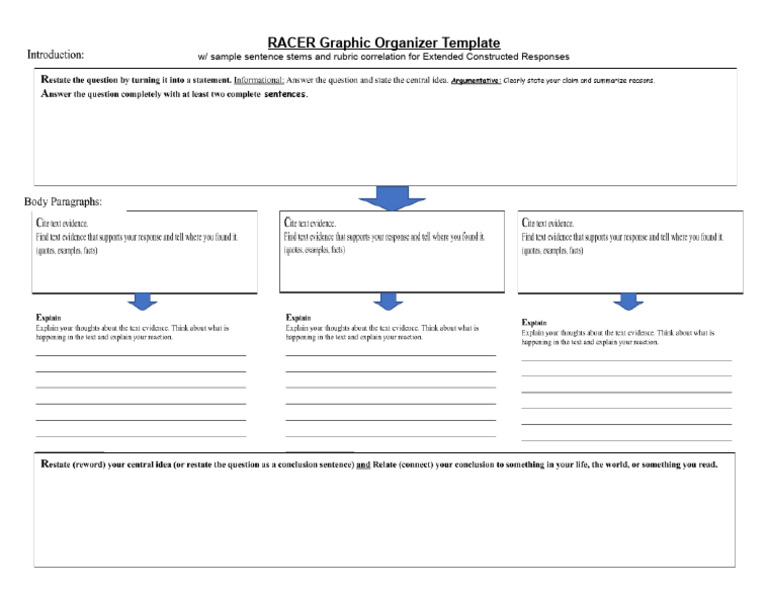 3_Text_Evidence-RACER_Graphic_Organizer_Template | PDF