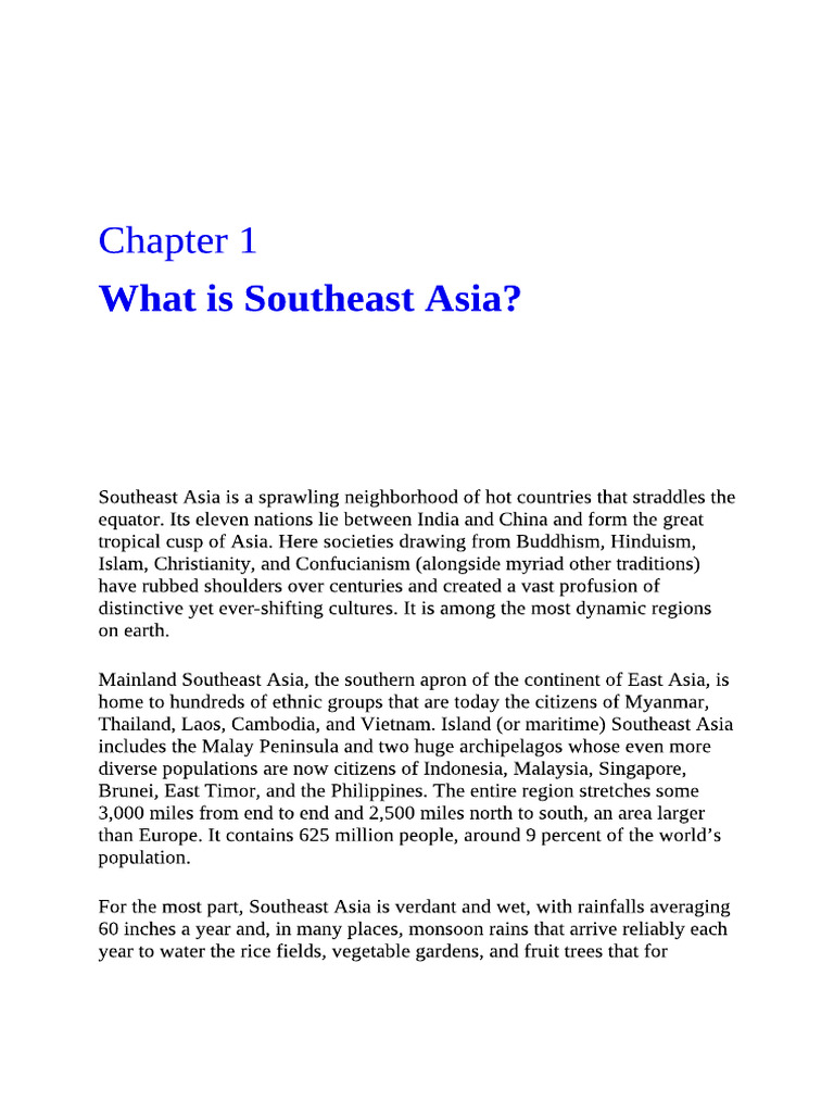 Chapter 1 What Is Southeast Asia (James) - Reading - p1 To 5 | PDF