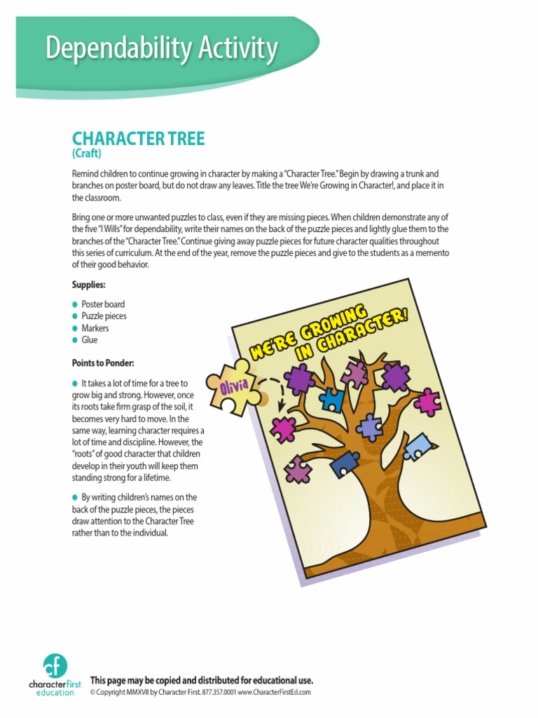 Character Tree Activity for Kids | PDF