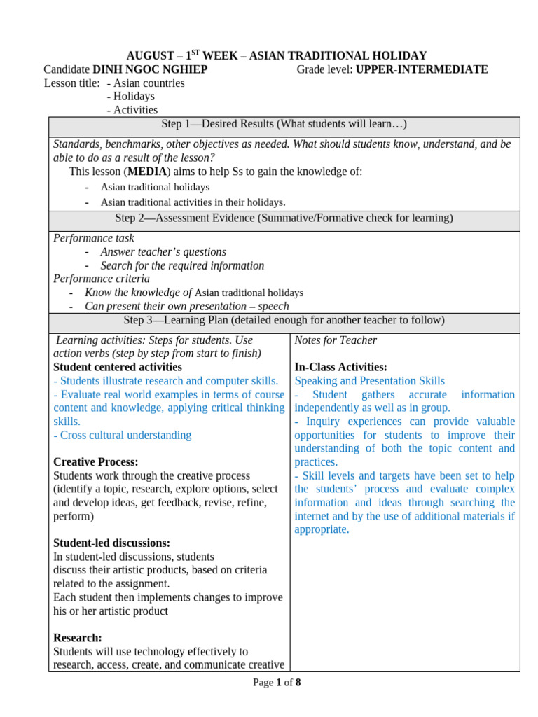 Media - Dinh Ngoc Nghiep - August Week 4 | PDF | Procedural Knowledge | Behavior Modification