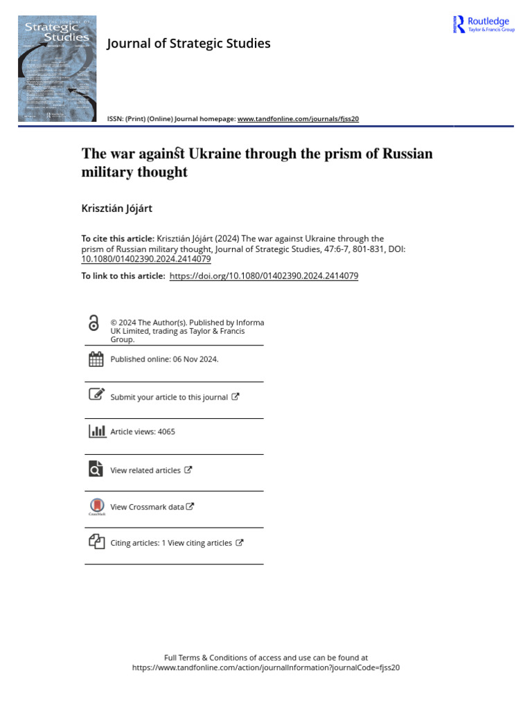 The War Against Ukraine Through The Prism of Russian Military Thought ...