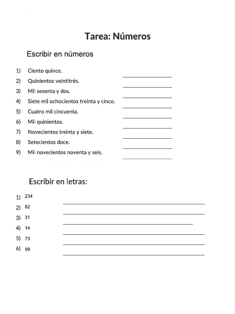 Numbers Homework | PDF