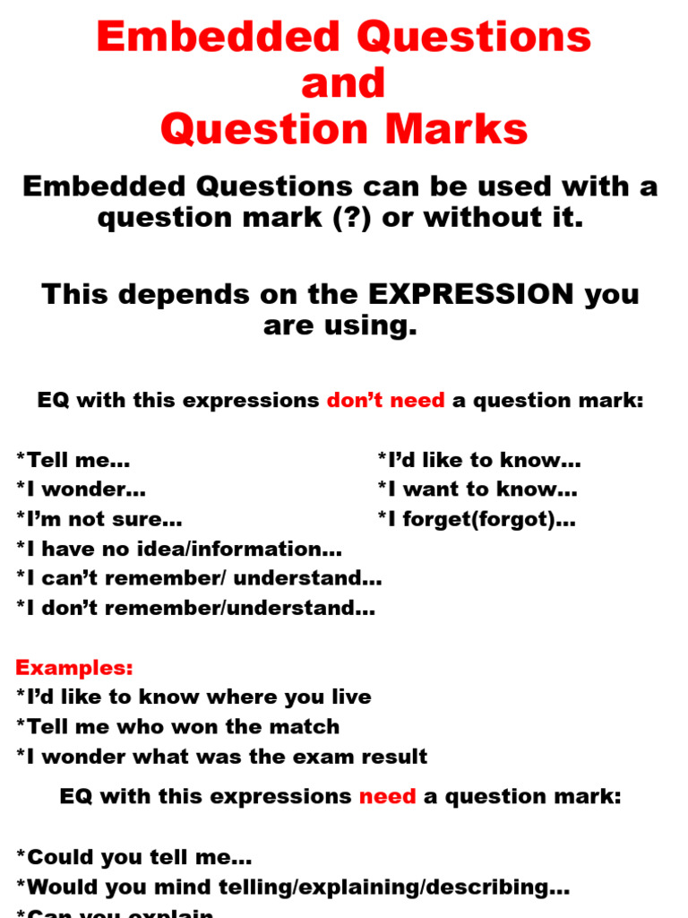 Embedded Questions Question Mark | PDF