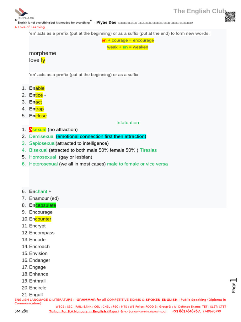 SM 280 Prefix and Verb | PDF | Sexual Attraction | Human Sexuality