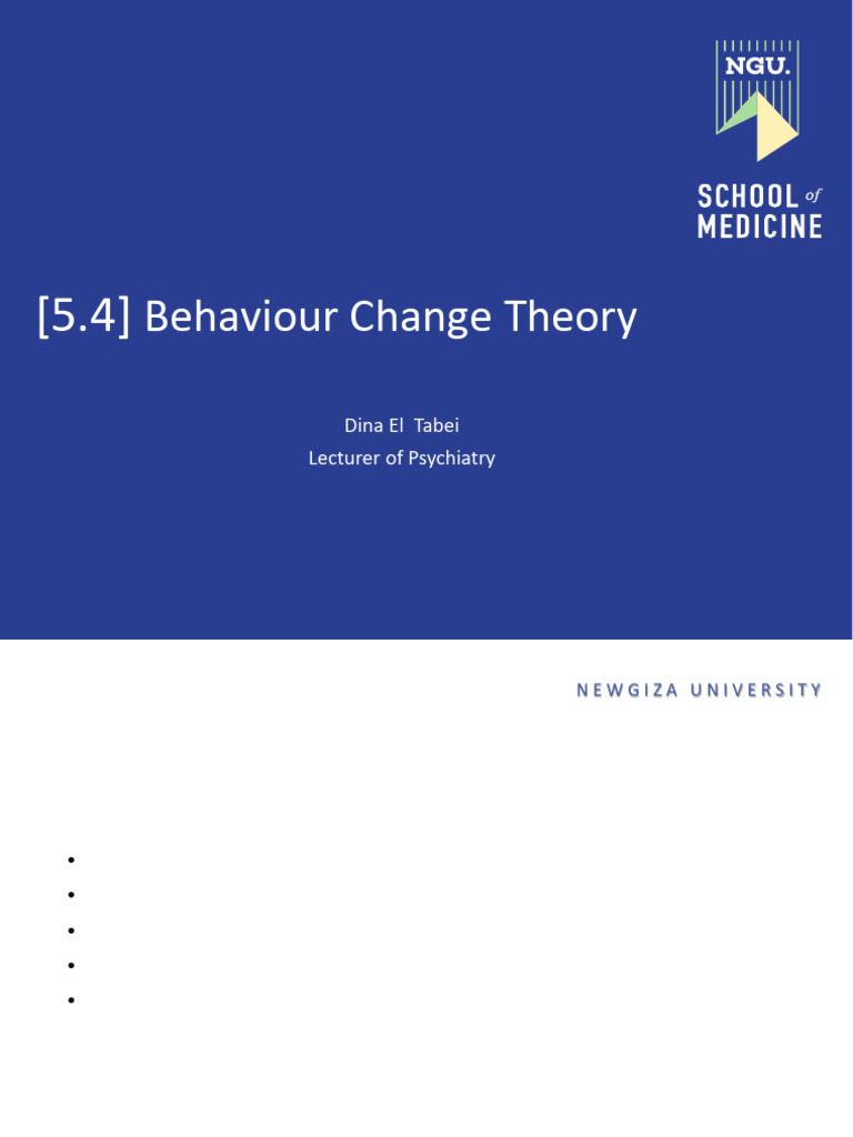 (5.4) Behaviour Change Theory | PDF | Health Care | Social Psychology