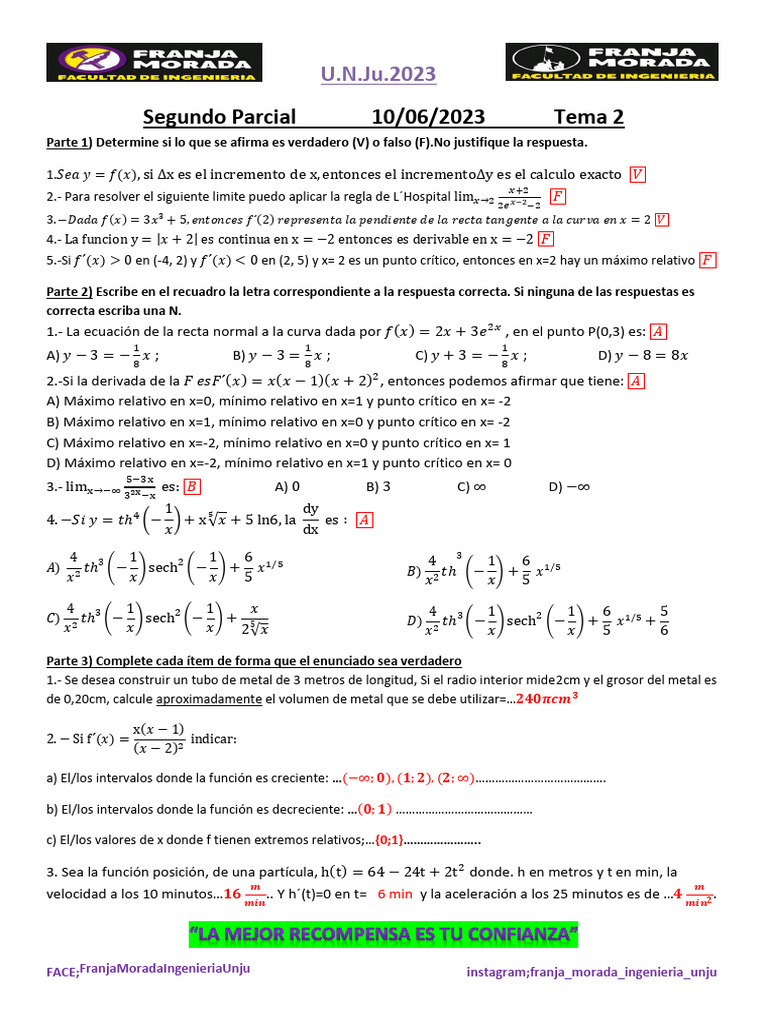 2doparcial T2 | PDF | Análisis matemático | Objetos matemáticos