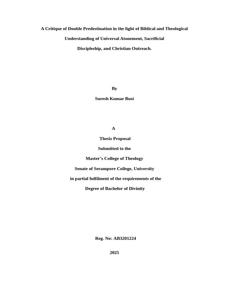 Critique of Double Predestination Theology | PDF | Predestination ...