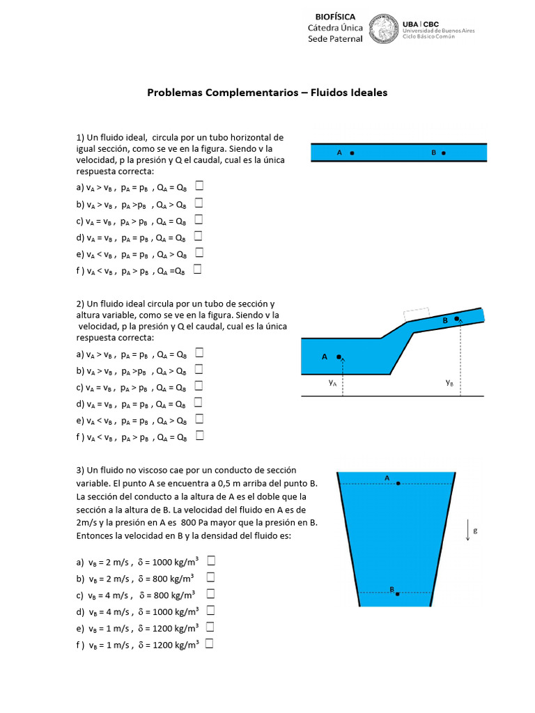 Problemas Complementarios de Fluidos Ideales | PDF | Materia suave | Fenomeno fisico