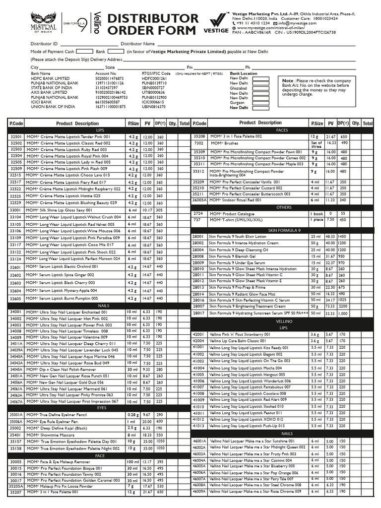 MOM SF9 Vellino Order Form 04-12-2024 | PDF | Sunscreen | Cosmetics