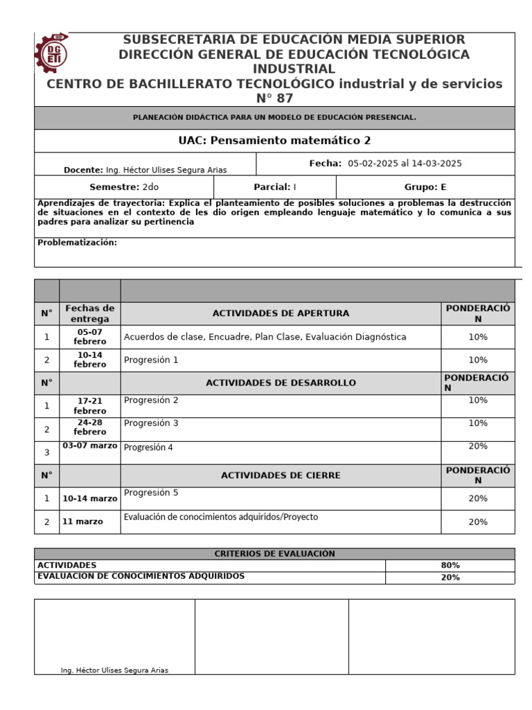 03 PLAN CLASE 1 PM2_125145 | PDF | Aprendizaje | Cognición