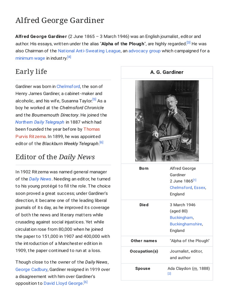 Alfred George Gardiner - Wikipedia | PDF