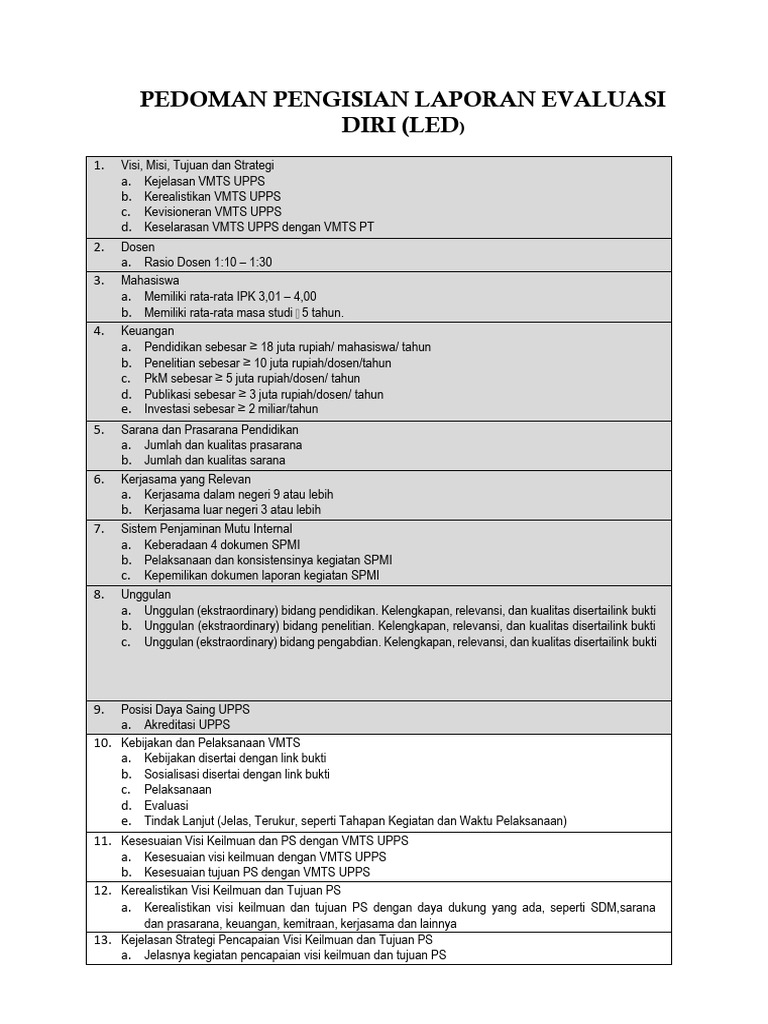 Panduan Evaluasi Diri UPPS | PDF