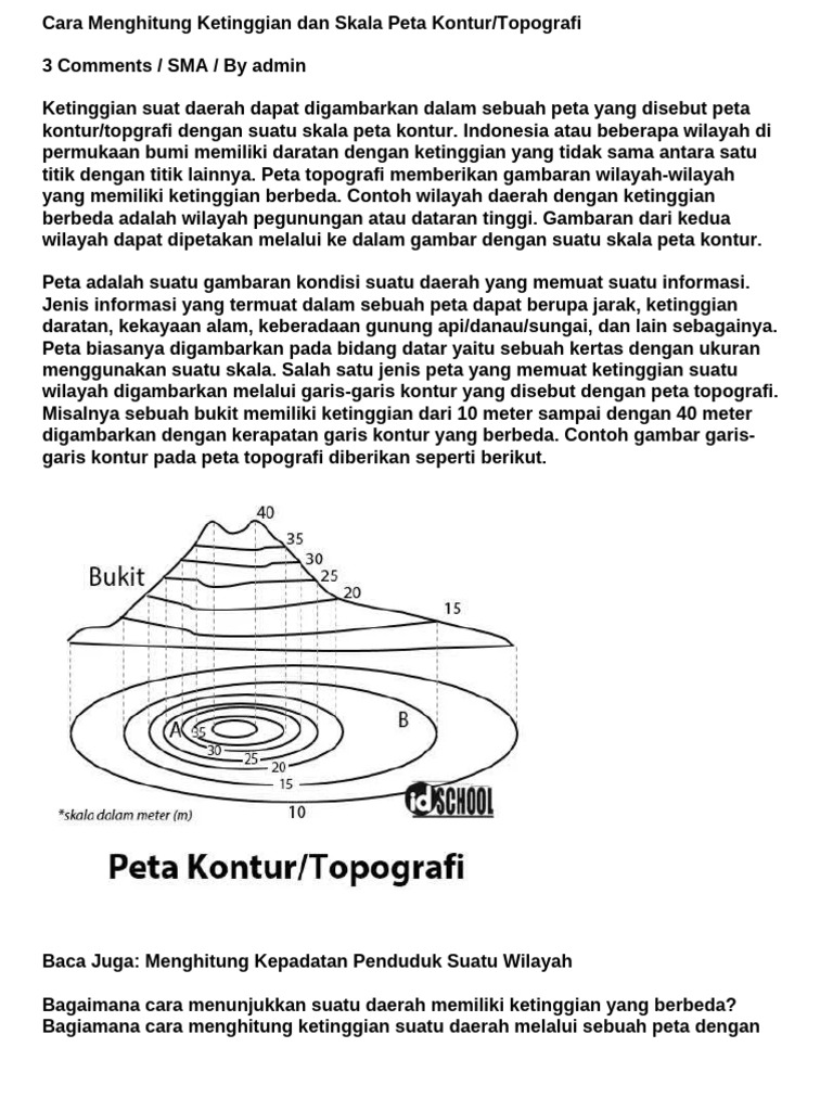 Cara Menghitung Ketinggian Dan Skala Peta Kontur | PDF