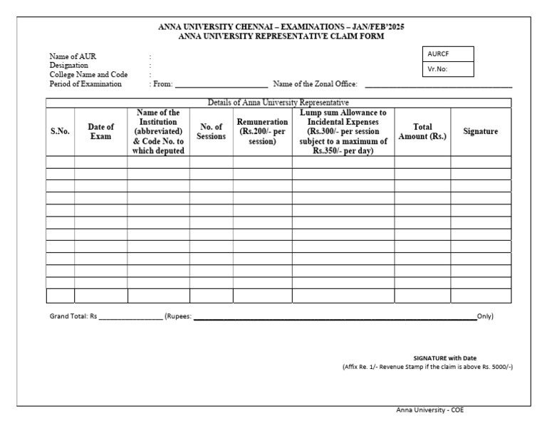 AUR CLAIM FORM | PDF