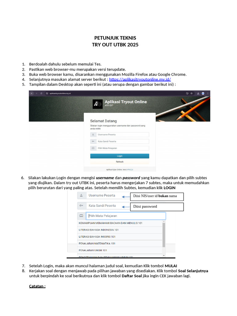 Petunjuk Penggunaan ATO Untuk to UTBK | PDF