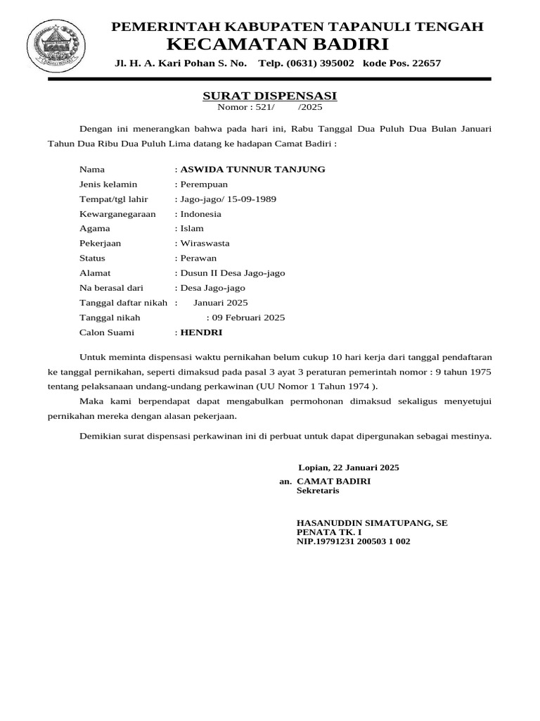 SURAT KETERANGAN TENTANG CPA | PDF