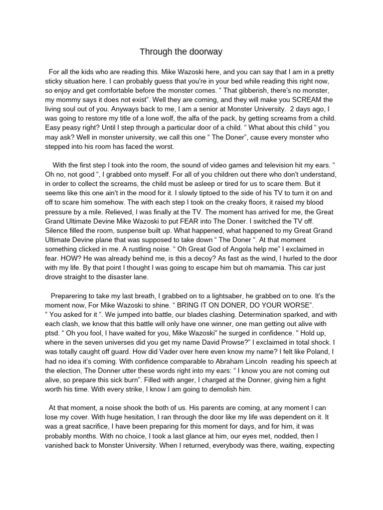 Mike Wazowski's Doorway Encounter | PDF