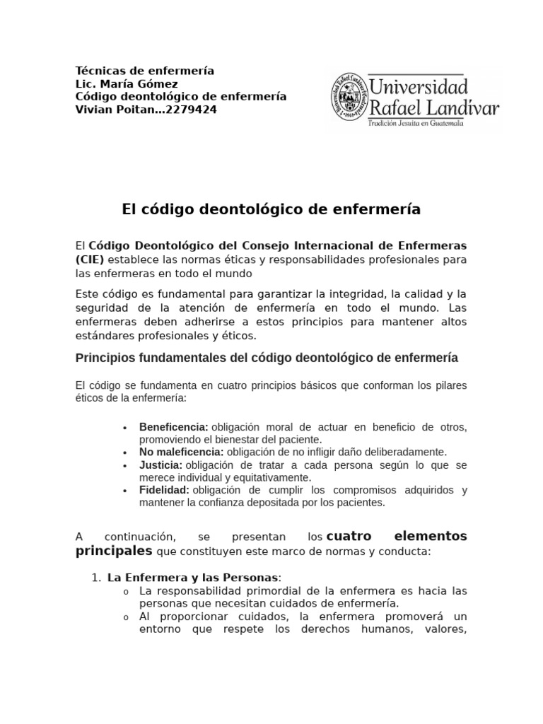 Codigo Deontologia | PDF | Enfermería | Cuidado de la salud
