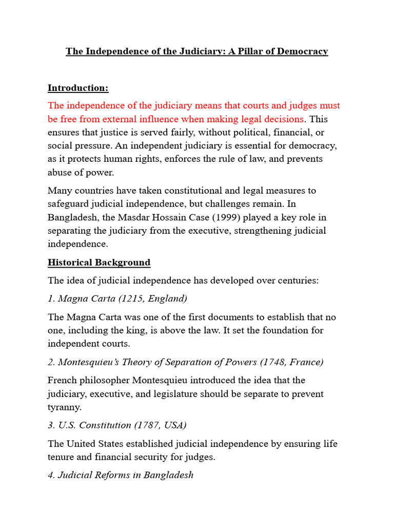 Independence of Judiciary English | PDF | Supreme Court Of The United ...