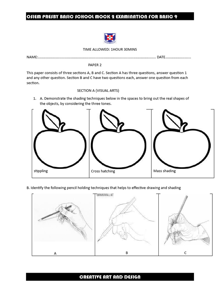 Basic 9 Creative Art Exam Mock | PDF | Drawing