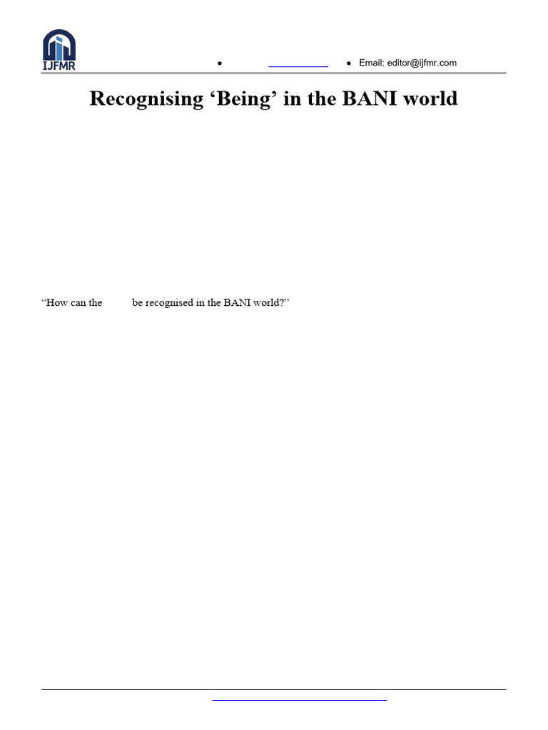 Recognising Being' in The BANI World | PDF | Psychological Resilience ...
