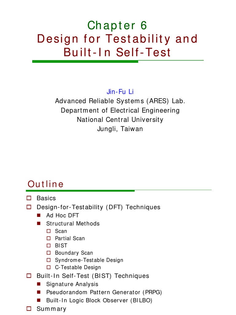 Design For Testability and Design For Testability and Built Built - in ...