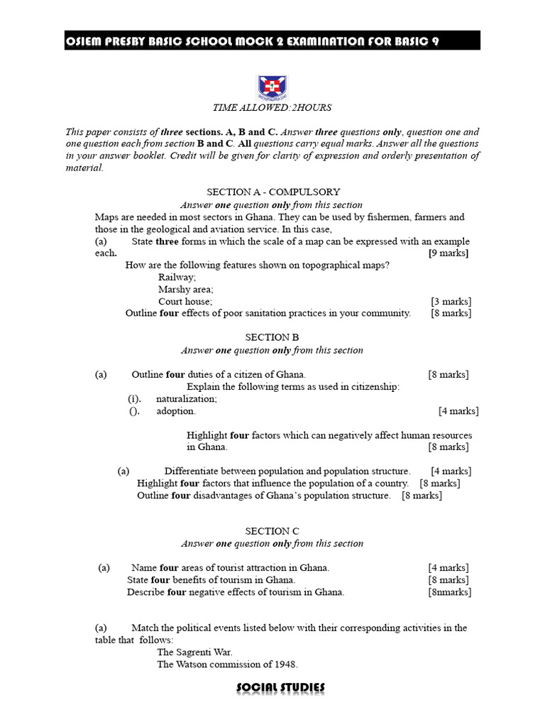 Social Studies-Mock 2 Questions | PDF | Map | Earth